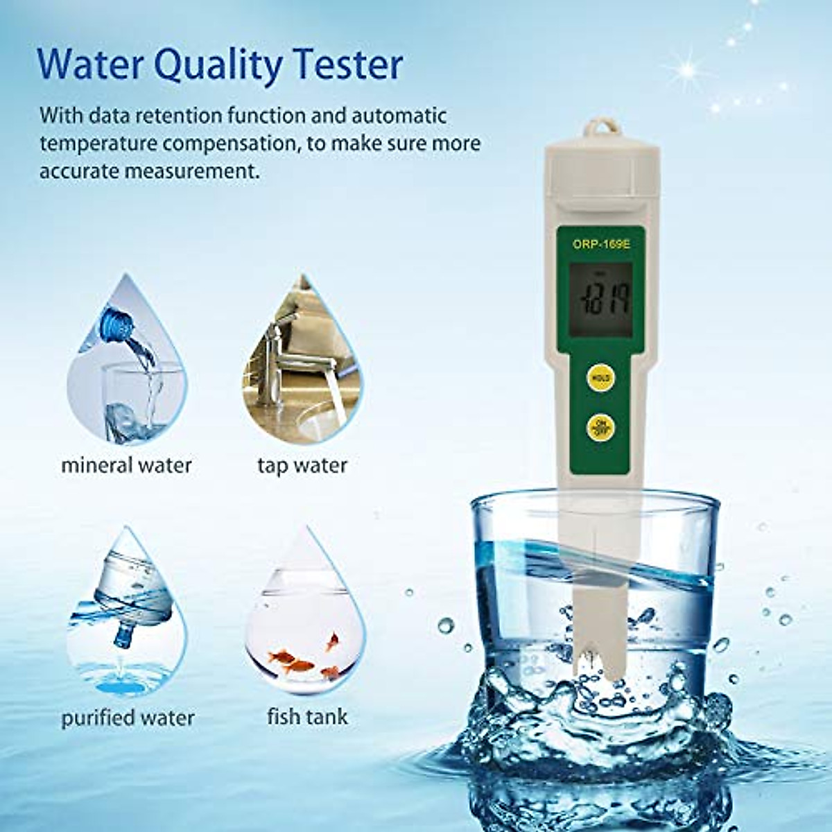 ORP Meter, Digital PH Meter IP65 ORP Analyzer Tester, Water Positive Negative Electronic Tester -1999-1999mV with Large Backlit Display