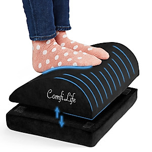 ComfiLife Foot Rest for Under Desk at Work – Adjustable Desk Foot Rest for Office Chair, Gaming – Ergonomic Teardrop Design for Back, Hip & Leg Pain Relief – 100% Memory Foam (Black)