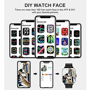 Iaret Smart Watch for Women Men (Answer/Make Call), Fitness Tracker for Android iOS Phones Waterproof Smartwatch 1.7" HD Full Touch Screen Activity Trackers Heart Rate Sleep Monitor Pedometer, Black