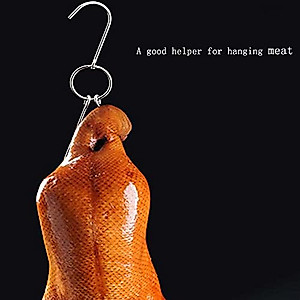 Setaria Viridis 3 PCS Double Meat Hooks Roast Duck Bacon Hams Shop Hook BBQ Grill Drying Hanger Cooking Tools Accessories for Peking Duck (Silver)