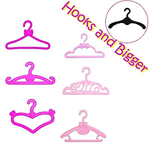 Doll Clothes Hangers Glasses, for 11.5inch Dolls, Accessories for Dress Closet Wardrobe, 70 Pcs, Pink