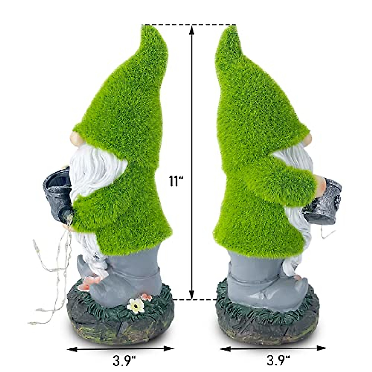 Flocked Large Garden Gnome Outdoor Statues Decor Holding Shower Sign with Solar Lights, Resin Garden Sculpture & Statues, Garden Decorations for Patio, Yard, Lawn Ornaments, Gnome Gifts
