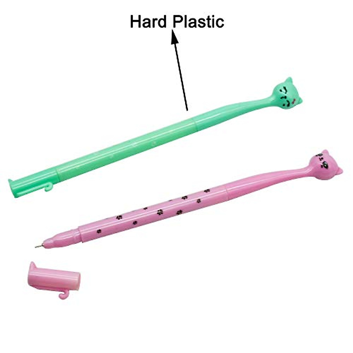 Maydahui 12PCS Elegant Cat Shape Rollerball Pens Cute Kawaii Animal Pen Japanese Kitty Black Gel Ink Slender Penholder Bedroom Eyes Style for Girls School Office