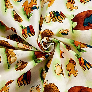 Paintbrush Studios Forest Fables Animals & Books White, Quilting Fabric by the Yard
