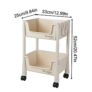 Rolling Cart, Multifunctional Laundry Cart with 2 3 4 Tiers, Snack Cart Organizer with Drawers, Wheeled Utility Rack, Movable Storage Organizer, Bathroom Countertop Trolley for Home Office Libraries