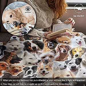Large Fleece Throw Blanket for Couch Sofa, Fuzzy Soft Cozy Blankets and Throws Warm Lightweight Plush Lap Blanket for Women Men, 50 x 60 inches, Cute Dogs Pattern