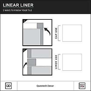 Questech Décor Tile Trim, 3/4 x 12 Inch Linear Flat Pencil Tile Edge Trim Cap, Decorative Shower Tile Liner, Kitchen Tile Border Backsplash Trim, Brushed Nickel Finish, 12 Pack