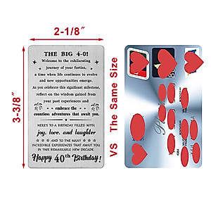 BAZLJY 40th Birthday Card - 40th Birthday Gifts for Men Women - 40 Year Old Birthday Engraved Steel Wallet Card for Him Her