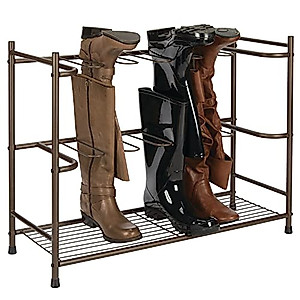 mDesign Boot Storage and Organizer Rack, Space-Saving Holder for Rain Boots, Riding Boots, Dress Boots - Holds 6 Pairs - Sleek, Modern Design, Sturdy Steel Construction - Espresso Brown