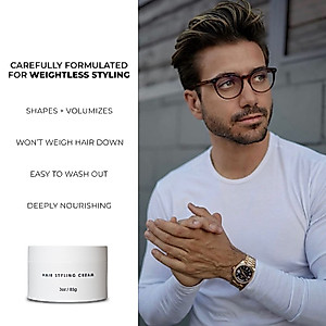 Forte Series Hair Styling Cream, 3 oz, Medium Hold, Light Cream, Volumizing & Thickening Cream for Men, Water Soluble Hair Texturizer for Easy Washout