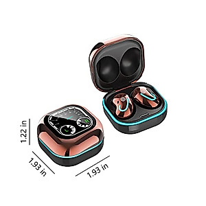 Wireless Earbuds, Mini Sports in Ear Clock Bluetooth Headset, Light-Weight Headphones with Charging Case, Built-in Microphone (Coffee)