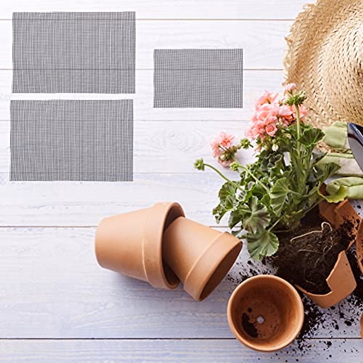 Hemoton 10pcs Flower Pot Bottom mesh Anti- Gasket Flower Pot Hole mesh pad Bonsai Bottom Grid mat Planter Bonsai Pot Bottom Grid Mat Mesh Bonsai Pot mesh Gasket Screen or Potted Plant