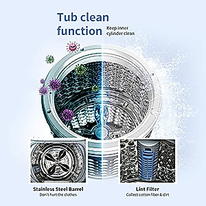 COSTWAY Full Automatic Washing Machine, 7.7Lbs Capacity, 8 Programs, 2-in-1 Portable Washer and Spinner with 24 Hours Delay, 3 Heating Function, Laundry Washer with Drain Pump for Apartment, RV