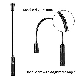 LED Work Light, 500 Lumen Flexible Gooseneck Flashlight with Magnetic Base, Adjustable Zoomable Grill Light, Job Site Light for Work Bench, Auto-Repairing, Reading, Emergency and BBQ