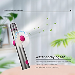KALAWA Handheld Fan Portable Misting Fan, 3 in 1 Mini Portable Fan, Rechargeable Personal Fan with LED Light Nightlight, Battery Operated Spray Water Fan for Travel, Office, Outdoor