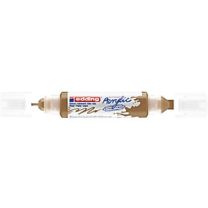 edding 5400 acrylic 3D double liner - gold - 1 acrylic colour tube - 2 nozzles 2-3,5-10mm - acrylic paint for canvas, painting boards and wood - waterproof acrylics in artist-quality colours