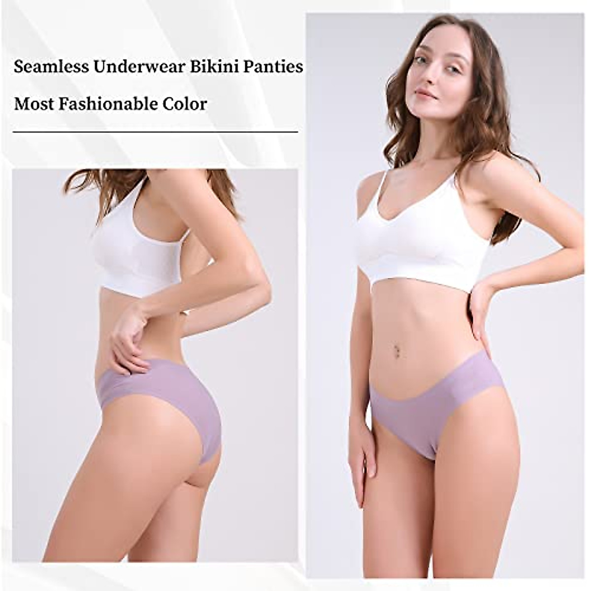 LEVAO 10 Pack Seamless Underwear for Women No Show Cheeky Bikini Panties Breathable Silk Touch Brief S-XL