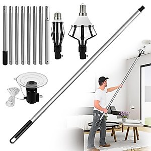 Light Bulb Changer for High Ceilings - Light Bulb Changer with Extension Pole Light Bulb Changer with Baskets and Suction Cup Bulb Removal Tool for High Ceilings and Recessed Lights