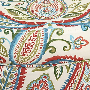 Homepop Home Decor | Upholstered Round Storage Ottoman | Ottoman with Storage for Living Room & Bedroom, Bold Paisley Large