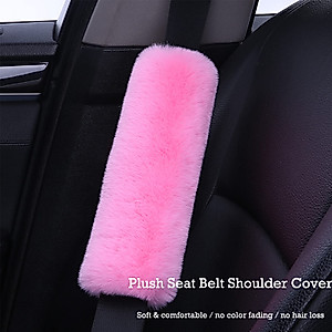 ORHA 2 Pcs Plush Car Seat Belt Cushions Universal Seat Belt Shoulder Strap Covers Soft Comfortable Shoulder Pad for Children Girl Boy Man Woman (Pink)