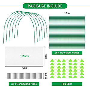 JCKHXG Garden Netting Kit, 10x30FT Ultra Fine Mesh Netting ＆6 Sets of 8FT Fiberglass Garden Hoops for Raised Beds, Vegetable Plants Fruits Flowers Birds Animals Barrier Protection Net