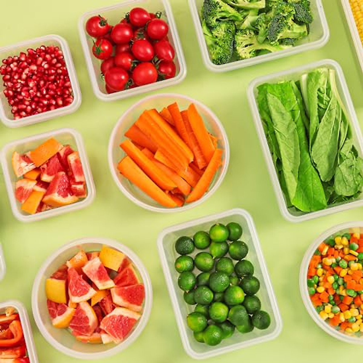 38pcs Containers for Food, 19 Snap Lids and 19 Nesting Containers Plastic Stackable Containers for Kitchen, Refrigerator Organization,Diswasher Safe Microwave Safe