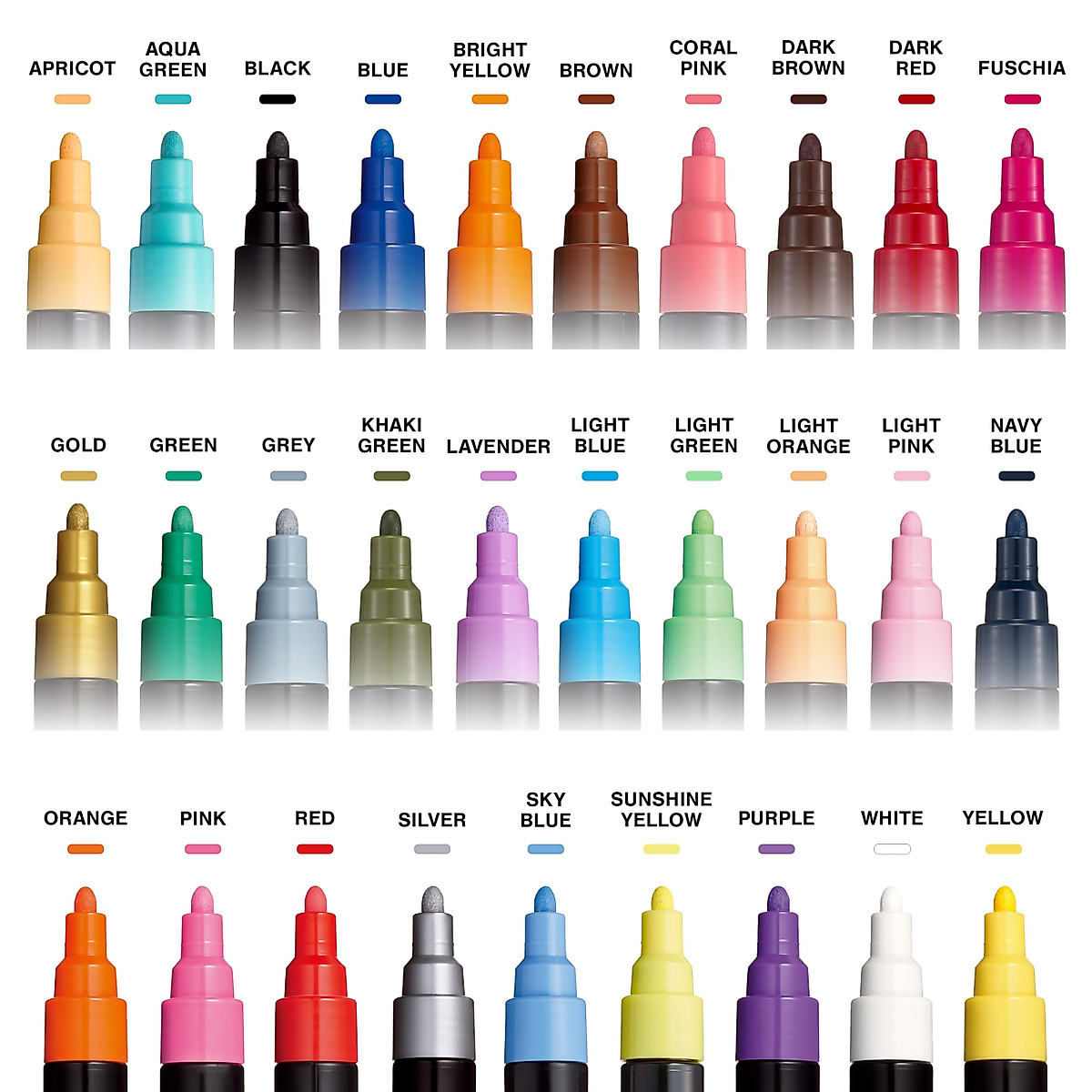 Uni Posca Paint Marker FULL RANGE Bundle Set , Mitsubishi Poster Colour ALL COLOR Marking Pen Medium Point ( PC-5M ) 29 Colours ( 22 Standard & 7 Natural ) Japan Import