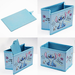 CNEISEJK Stitch Collapsible Storage Box Stitch Cosmetics Box Foldable Baskets Office Desk Room Decoration Makeup Holder for Women Girls (SN SDZ A 2403)
