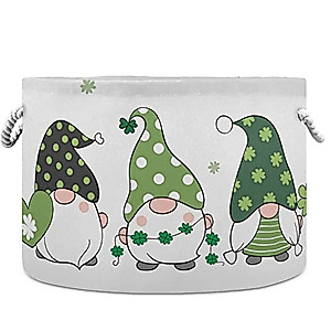 visesunny Gnome with Clover Leaf St Patrick's Day Laundry Baskets Fabric Storage Bin Storage Box Collapsible Storage Basket Toy Clothes Shelves Basket for Bathroom,Bedroom,Nursery,Closet,Office