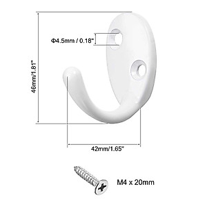 uxcell 2 Pcs Wall Mounted Hook Robe Hooks Single Coat Hanger Hanging, Zinc Alloy, White