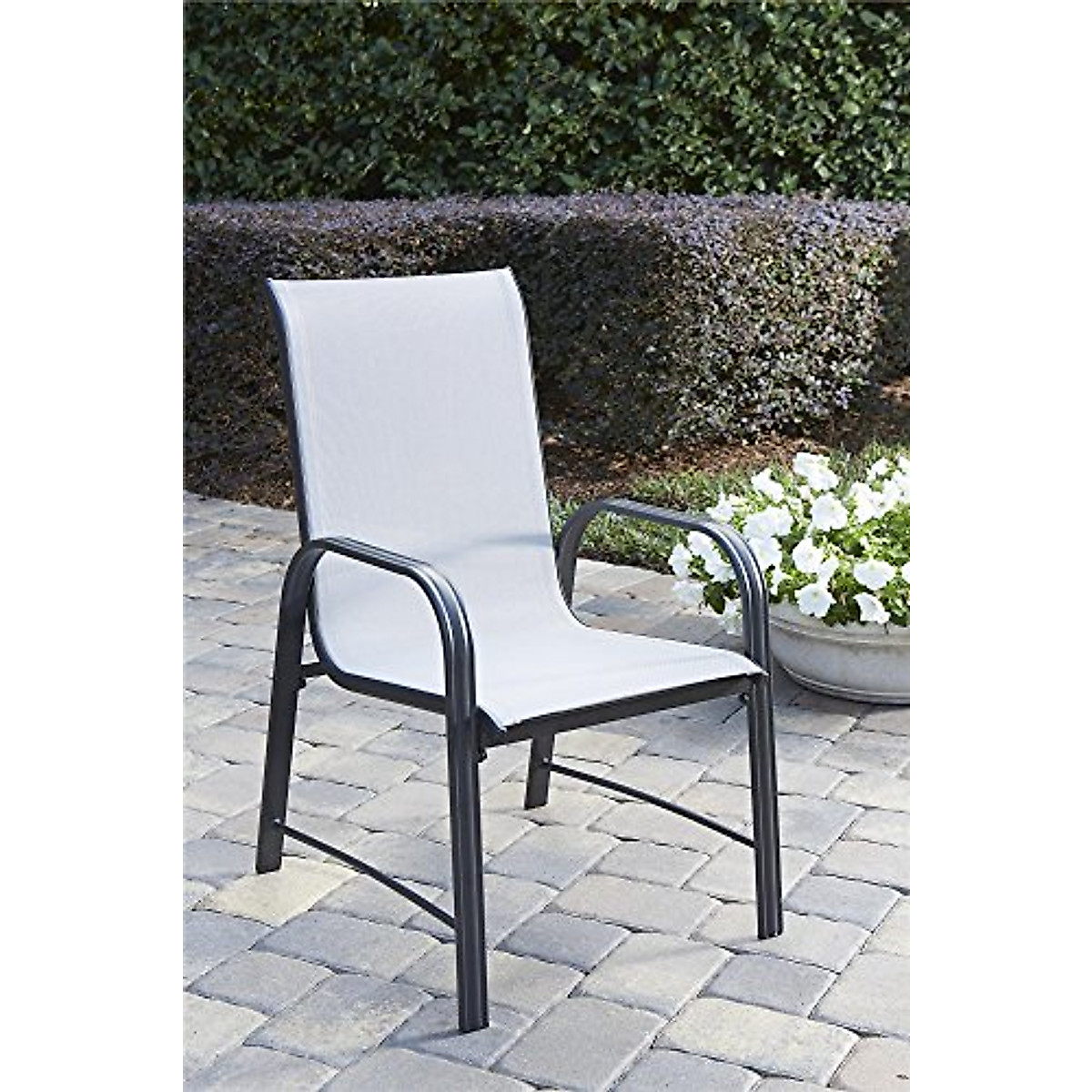 Cosco Outdoor Living Dining Chairs, 6-Pack, Gray Frame, Light Gray Sling (88645GLGE)