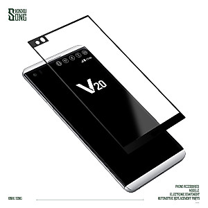 XINXUSONG 3 Pack Screen Protector for L G V20 H918 H915 LS997 US996 VS995 H990 H910 H990DS,Anti-Scratch 9H Hardness Full Coverage Silk Print Black Tempered glass Protective Film.