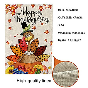Happy Thanksgiving Garden Flags 12.5 x 18 Inch, Be Thankful Thanksgiving Flag Double Sided Decorative Turkey Fall Garden Flag for Thanksgiving Day Harvest Fall Autumn Yard Outdoor Decor