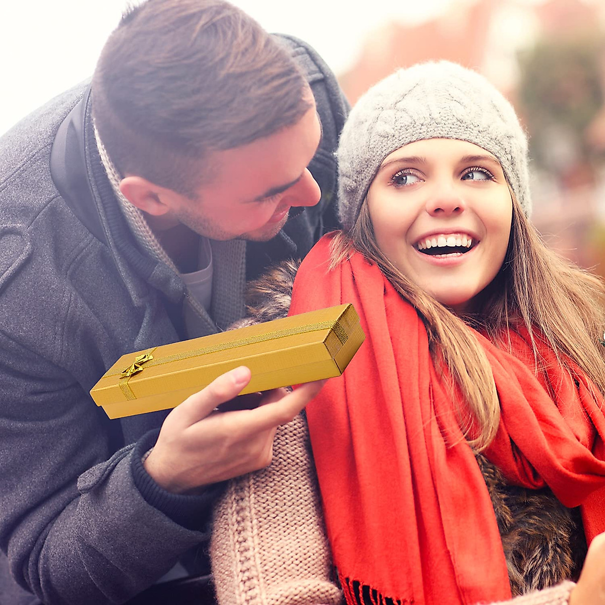 Rocutus Jewelry Gift Boxes Necklace Earring Ring Box Gift Box,12 Pack Jewelry Gift Boxes Necklace Gift Boxes Cotton Filled Cardboard Paper Jewelry Box Gift Cases for Wedding, Engagement (Gold)