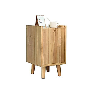 SJYDQ All Solid Wood Bedside Table Mini Storage Cabinet Small Apartment Simple European Bedside Cabinet Wood Color Bed