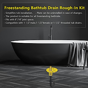 Freestanding Tub Drain Rough-in Kit for Free Standing Bathtub - Freestanding Bathtub Tub Drain With Brass Tail Pipe and ABS Plastic Adapter,Fits withl½male,l½female or1½''threaded bathtub drains