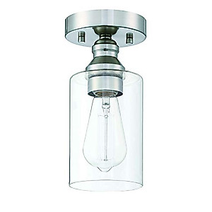 WISBEAM Semi Flush Mount Ceiling Light Fixture, E26 Medium Base, Metal Housing with Clear Glass, ETL Rated, Bulbs NOT Included, 1-Pack