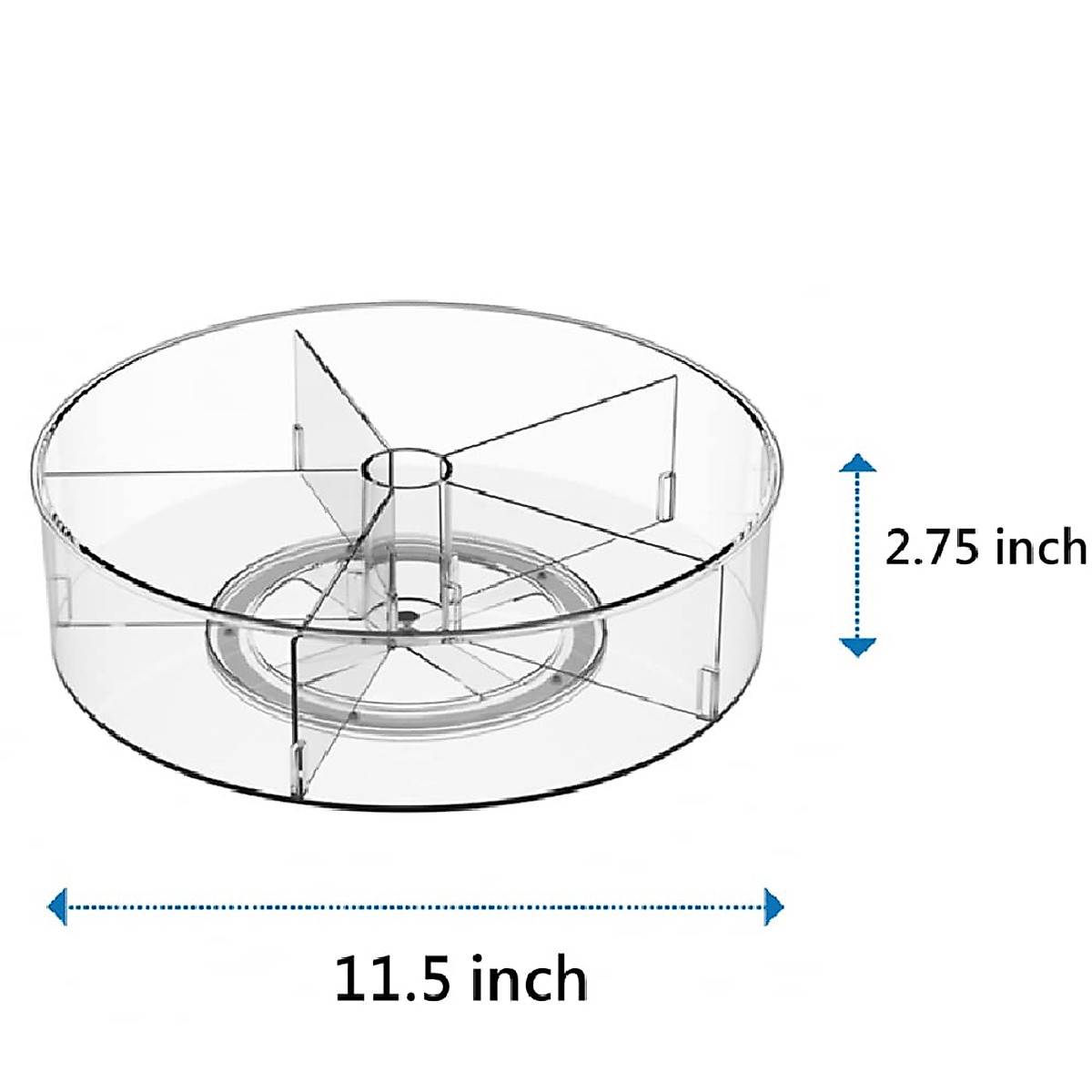 Plastic Round Lazy Susan Rotating Turntable Food Storage Container for Cabinet, Pantry, Refrigerator, Countertop, Spinning Organizer for Spices, Condiments, Baking Supplies 11.5'' 2 Packs