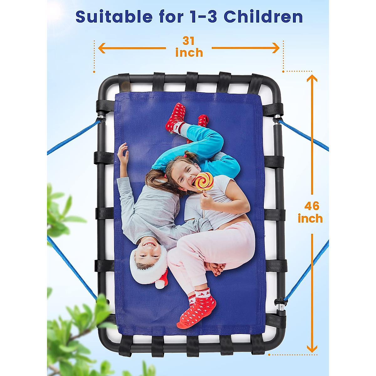 FUNJUMP Platform Tree Swing for Kids and Adults, Waterproof, Padded Steel Frame, Adjustable Ropes, 46" L x 31" W, Holds up to 700 lbs.