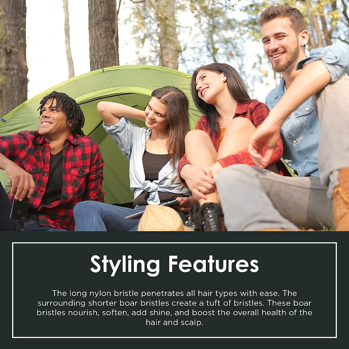 Spornette Deville Boar Bristle Wooden Paddle Hair Brush for Women - Cushion Oval Hair Straightening Brush for Blow Drying, Detangling, Smoothing & Styling