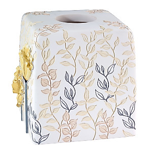 Avanti Linens - Tissue Box Cover, Guest Bathroom Essentials, Countertop Accessories, Floral Home Decor (Marielle Collection)