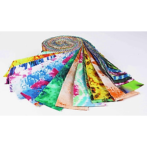 Soimoi 40Pcs Tie Dye Print Cotton Precut Fabrics for Quilting Craft Strips 2.5x42inches Jelly Roll - Multicolor