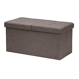 Otto & Ben 30" Storage Ottoman with SMART LIFT Top, Upholstered Tufted Bench, Foot Rest, Brown
