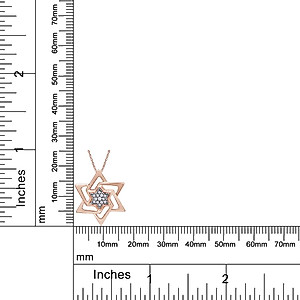 AFFY Round White Natural Diamond Star of David Pendant Necklace in 14k Solid Rose Gold (0.04 Ct)