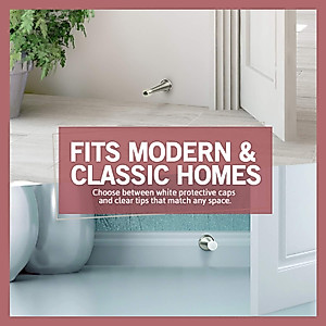 Jack N’ Drill 3” Spring Door Stopper Special Edition Satin Nickel 15pcs Value Pack (12pcs White + 3pcs Clear Tips) Bendable Spring and Heavy Duty Rustproof Door Stop, 100% Safe for Children and Pets