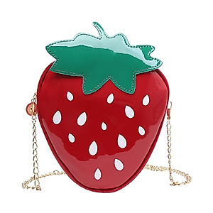 Segreto Women Strawberry Purse Chain Small Crossbody Bag Cell Phone Wallet Bag Shoulder Bag Handbag Fruit Shaped