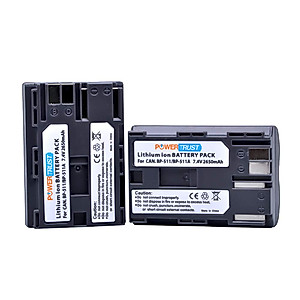 PowerTrust 2-Pack BP-511 BP511A Battery and LCD USB Dual Charger for Canon EOS 40D 300D 5D 20D 30D 50D