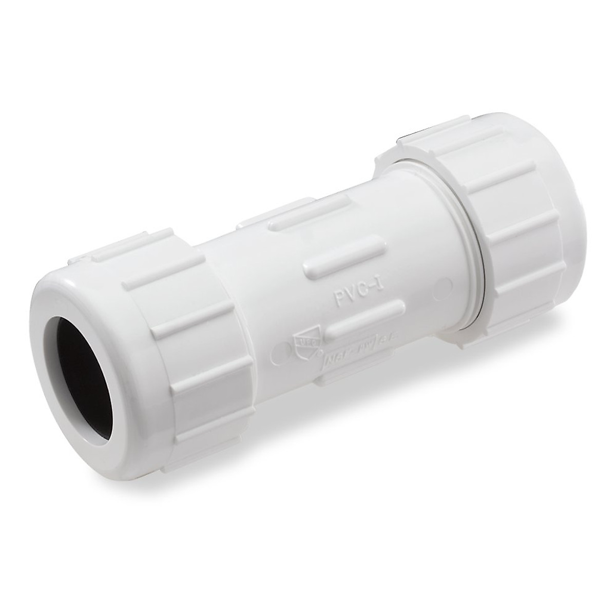 NDS CPC-1000 PVC Compression Coupling, Pipe Connection, Compression Fitting, IPS Coupling, 1-Inch IPS UC, White