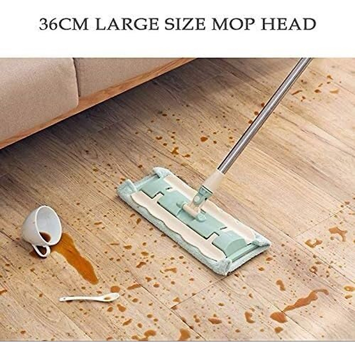 Mop and Bucket Sets, Flat Mop Floor Telescopic with Large Microfiber Pads Spin Mop 360 Degree Handle Home Windows Kitchen Floor Cleaner Wood Tile 360 Degree Spin Mop,