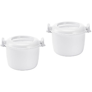Microwave Rice Cooker Rice Steamer:2pcs Round Microwave Food Container Microwaveable Rice Pasta Cooker Microwave Rice Steamer for Rice Chicken Pasta